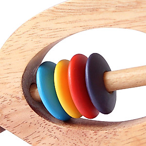 Shumee Wooden Fish Rattle Rings and Teethers for Infants | Sensory Toy | 100% Safe, Natural & Eco-Friendly | 6 Months+