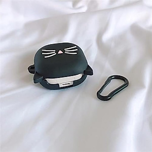 Case for Samsung Galaxy Buds2 Pro & Buds Live(2020)/Buds Pro(2021)/Buds 2 (2022) Charging Box,Cute Cartoons Kawaii Anime Fashion Animal Desig Protective Cover with Keychain (Black)