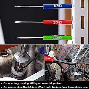 PQY Pocket Magnetic Screwdriver Slotted Head With Magnet Top + Mini Pry Bar Set Green