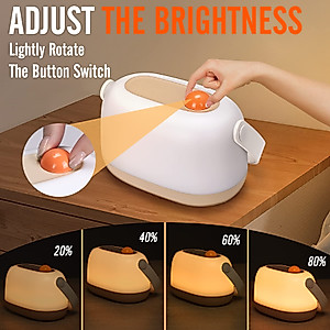 Night Light for Kids-Baby Night Light, 3000K Gentle Light Perfect for Night While Nursing and Changing Baby, Stepless Dimmable, Soft Silicone Strap for Baby to Exercise Grip Ability