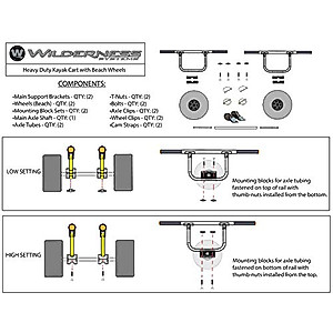 Wilderness Systems Heavy Duty Kayak Cart | Inflatable Beach Wheels | 330 Lb Weight Rating | for Kayaks and Canoes, Model Number: 8070167
