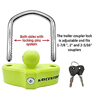 KAYCENTOP Universal Coupler Lock Trailer Ball Tow Hitch Lock Trailer Lock Adjustable Length Anti-Drilling Lock Fits 1-7/8 Inch 2 Inch 2-5/16 Inch Couplers