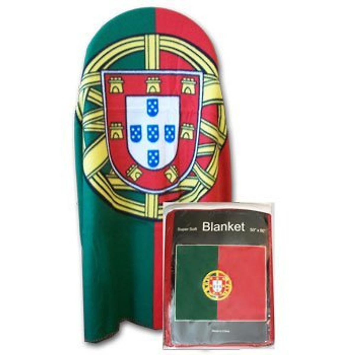 AES Portugal Flag Fleece Blanket 5 ft x 4.2 ft. Travel Throw Cover Portuguese