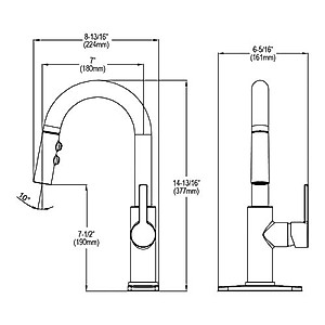 Elkay Avado Single Hole Bar Faucet with Pull-down Spray and Lever Handle, Matte Black