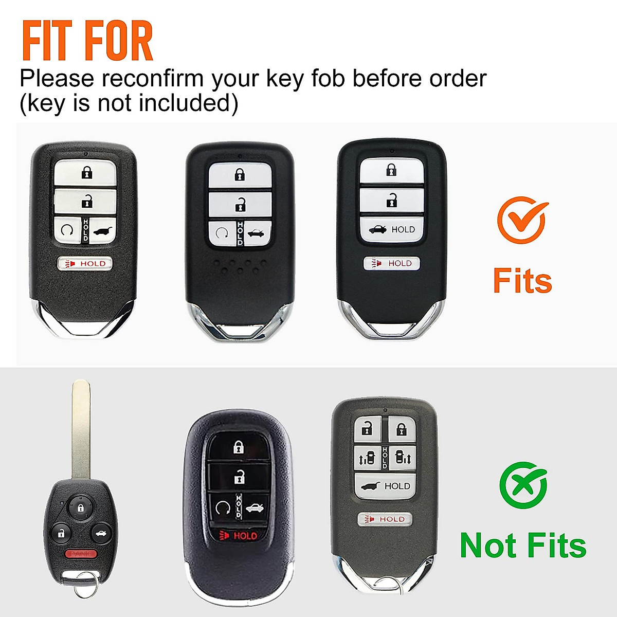 Toykee for Honda Key Fob Cover Keychain Accessories for Accord Civic CR-V CRV Pilot Passport HRV EX EX-L Touring Premium Odyssey 5 Buttons, TPU Case+D-Ring+Key Chain+Hook(Black)