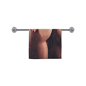 InterestPrint Funny Sexy Young Naked Woman Under Water Drops Large Hand Towels Absorbent Hotel Spa Bathroom Towel Drying Towels Cleaning Towels 16x28 Inch