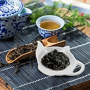 Operitacx Ceramic Teabag Coasters Tea Bag Storage Plate Teabag Caddy Holder Classic Tea Saucer Spoon Rest Seasoning Dish for Home Tea Party Favor