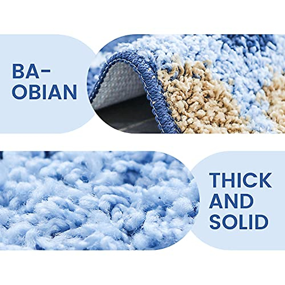 Kitchen Rug Set, 2-in-1 Kitchen Mat Anti-Fatigue Cushioned Kitchen Sink Floor Mat Super Absorbent Non Skid Easy to Clean Comfort Standing Kitchen Mat (Blue)