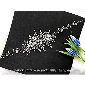 Denifery Crystal Headband Bridal Hair Piece Bridal Hair Accessories Bridal Hair Vine Wedding Headpiece Hair Pieces Wedding Hair Piece Wedding Hair Accessories (Silver)