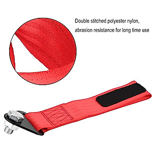 Aramox Tow Strap, Universal High Strength Racing Car Tow Strap Tow Rope for Front Rear Bumper Towing Hook (Red)