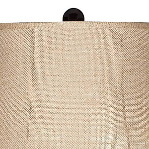 Regency Hill Brooke Traditional Standing Floor Lamp 60" Tall Rich Bronze Copper Accents Metal Column Brown Burlap Modified Bell Shade for Living Room Reading House Family Bedroom Home