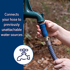 Camco Water Bandit | Features a Highly Flexible Silicone-Polymer Sleeve & ABS Male Water Hose Connection | Works with Damaged or Stripped Faucet Threads or Faucets without Threads (22484)