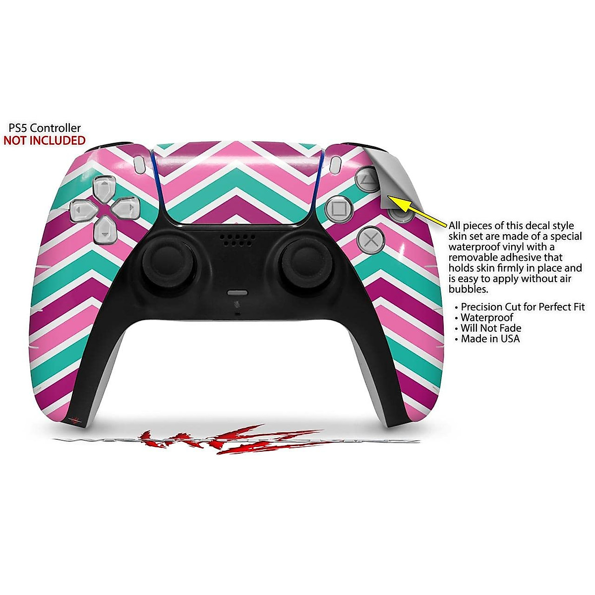 WraptorSkinz Skin Wrap compatible with Sony PS5 DualSense Controller Zig Zag Teal Pink Purple (CONTROLLER NOT INCLUDED)