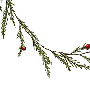 Creative Co-Op Faux Cedar Garland Berries, Green and Red
