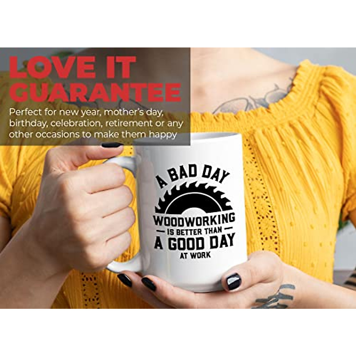 Flairy Land Carpenter Coffee Mug 15oz White - a bad day woodworking - DIY Expert Contractor Welder Woodworker Workshop Carpentry Repairer Plumbing Plumber Chainsaw