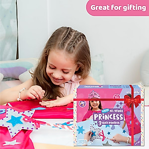 jackinthebox Princess Themed Arts and Crafts for Girls - Make a Cape, Tiara and Wand, Best Gift for Girls Ages 5 6 7 8 Years, 3 Craft Projects in 1 Box..