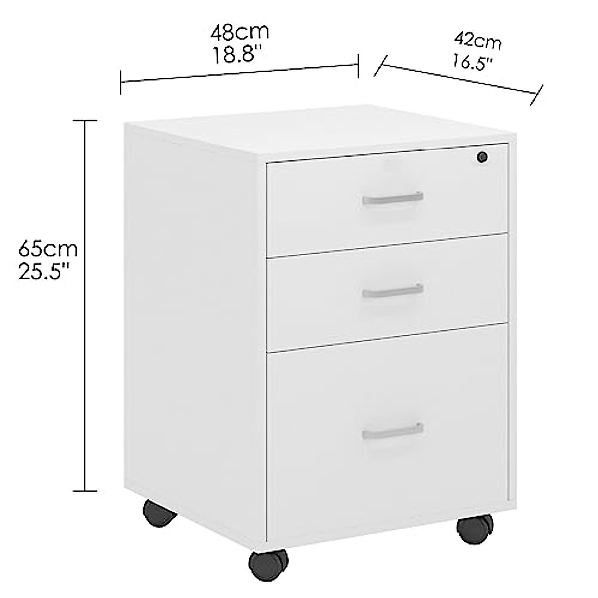 sogesfurniture 3 Drawer File Cabinet for Home Office, Under Desk Metal Filing Cabinet for Legal/Letter/A4 File, Mobile Filing Cabinet for Home Office, White 10CZSSFC04WT