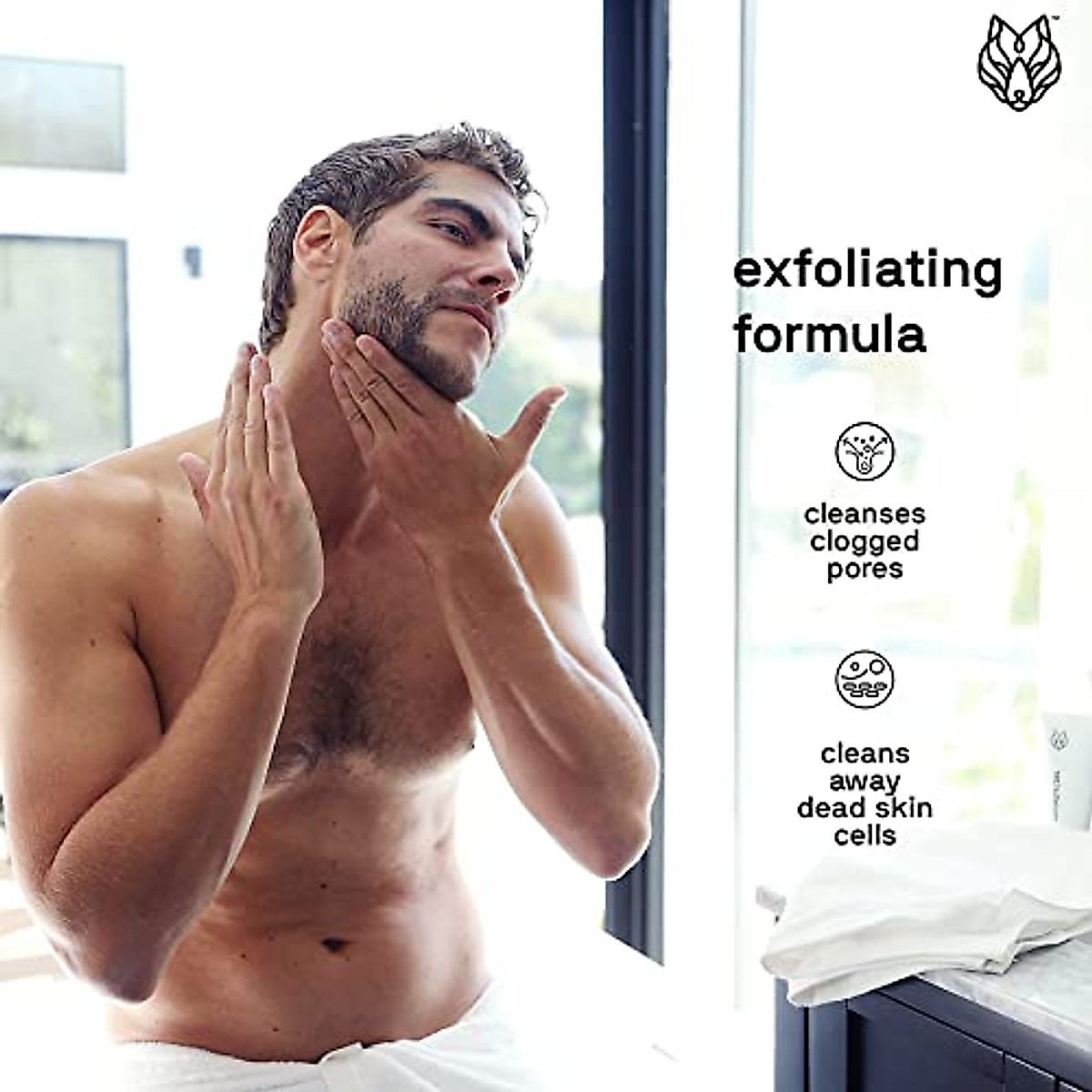 Black Wolf- Men’s Face Scrub - 3 Fl Oz - Walnut Shells and Bamboo Stem Exfoliate and Smooth Your Skin- Hydrating Sugar Technology Blend Helps Moisturize Your Skin, For all Skin Types