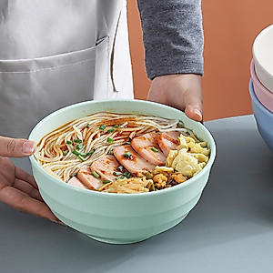 60 OZ Unbreakable Bowl Sets, 4 Pack Durable Large Bowls, Lightweight Dinnerware for Dinner Dessert, Fruit, Salad,Noodle, Cereal, Kitchen Soup Bowls (20CM 4 Beige)