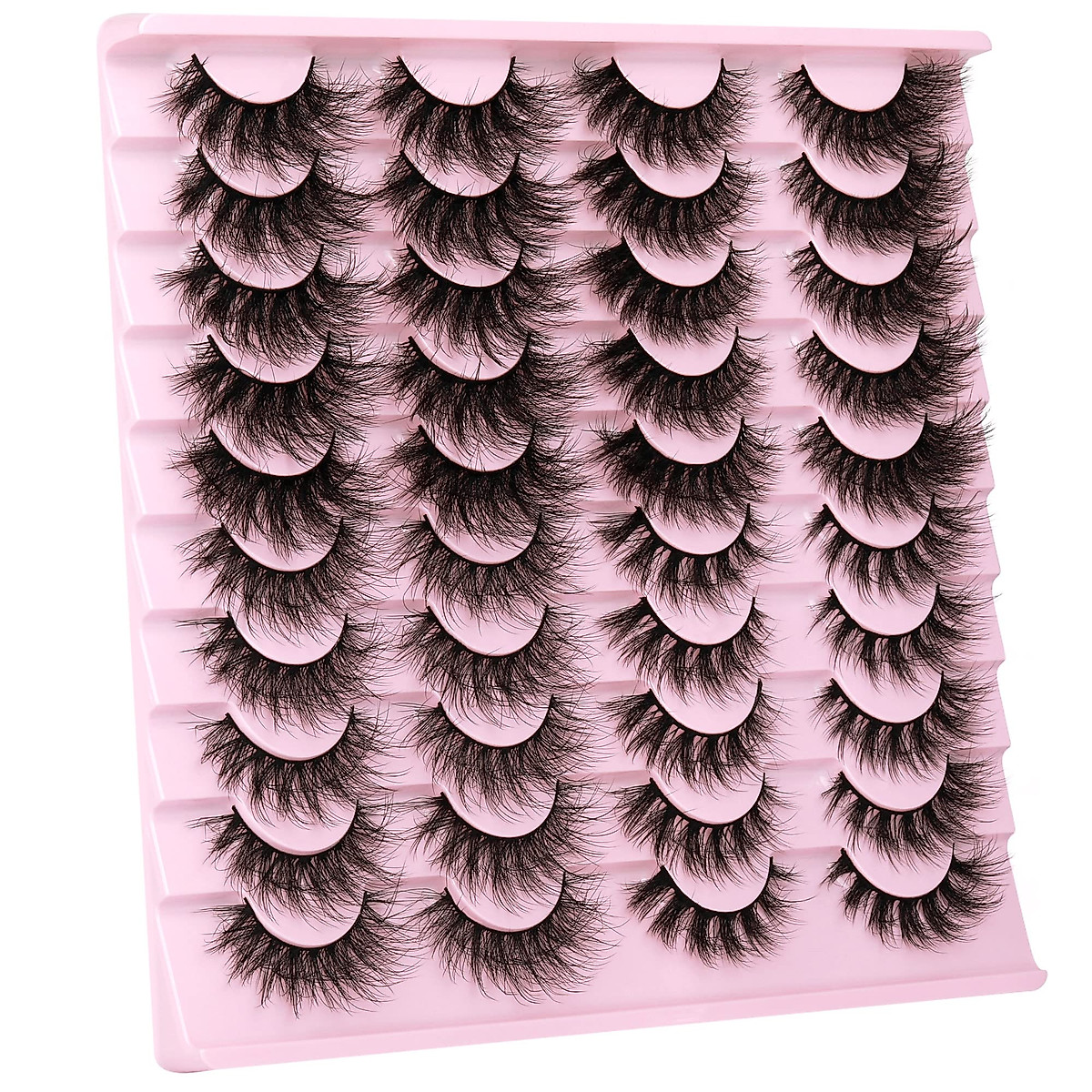 20 Pairs Fake Eyelashes Fluffy Volume Mink Lashes Wispy 20MM Long Dramatic False Eyelashes 4 Styles Reusable Handmade Soft Faux Mink Eye Lashes Pack by GVEFETIEE