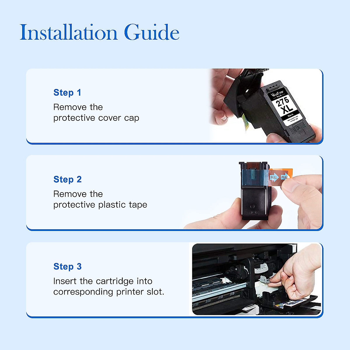 Valuetoner Supply Ink Cartridges Replacement for Canon 275XL 275 XL PG-275 XL PG275 Black Ink Cartridge to use with Canon TS3522 TS3520 TR4720 TR4722 Printer (2 Black)