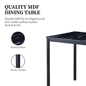 DZOVAD Black 5-Piece Dining Set, Kitchen Table Chairs Set of 4 for Kitchen & Dining Room, Dinette, Space-Saving with MDF Board Table Top, 4 Upholstered PU Leather Chairs, Metal Steel Frame