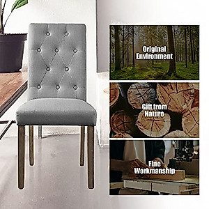 Vintage Leisure Chairs，Aristocratic Style Dining Chair Noble and Elegant Solid Wood Tufted Dining Chair Dining Room Set (Set of 2) (Gray)