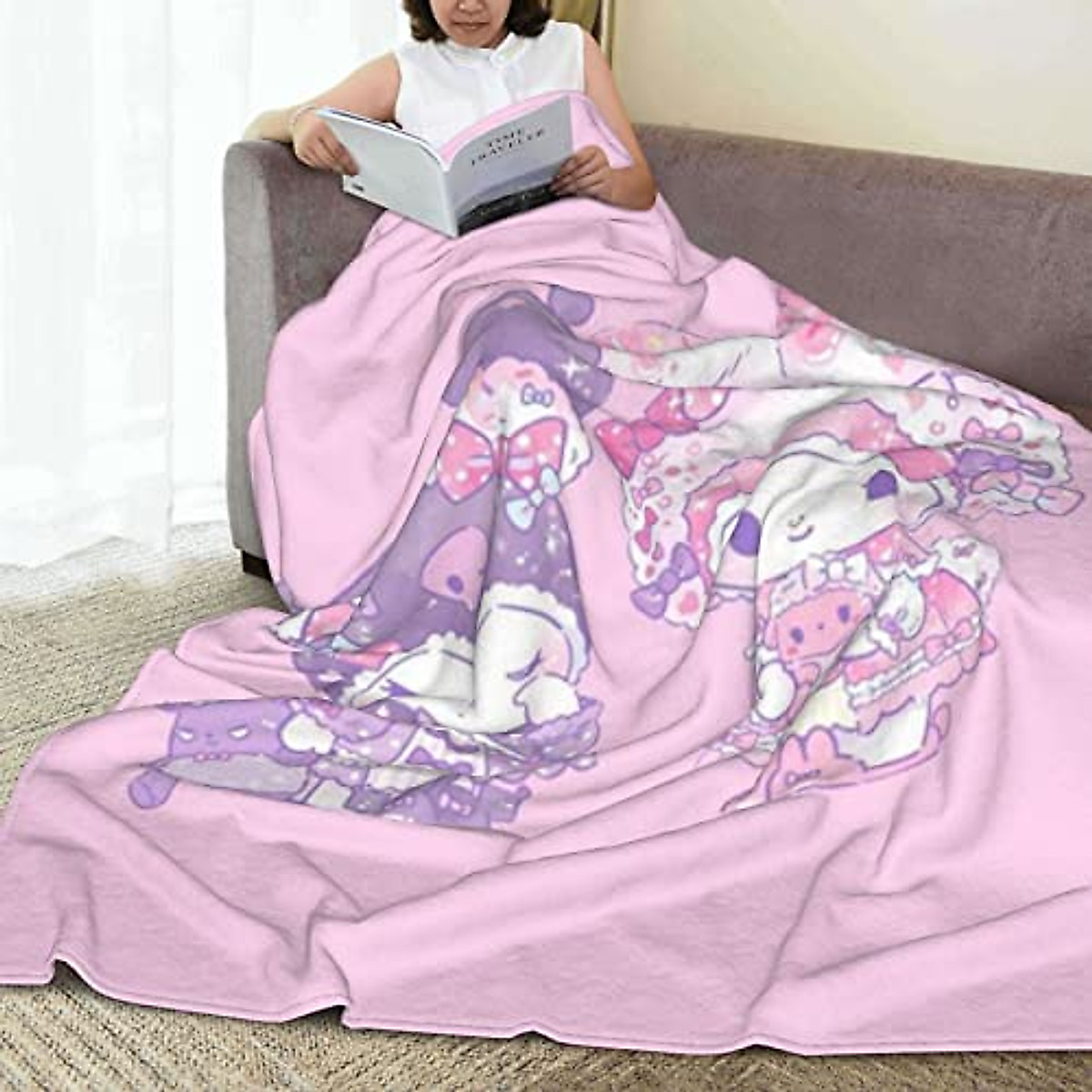 Kawaii Blankets Throws Soft Plush Fuzzy - Cute Anime Printed Blankets Suitable for Women Girls - 60x80 for Aldult