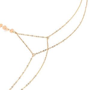 Dreamyn Boho Sexy Body Chain Silver Sequins Belt Bikini Chains Summer Crystal Bra Waist Body Jewelry for Women and Girls (Gold)