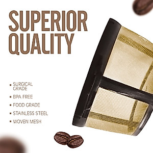 4 Cup Reusable Filter Basket With Closed Bottom Fits MrCoffee Coffee Maker and Brewer - Permanent Filter Replacement for Mr Coffee Gold Tone Basket-Style Filters