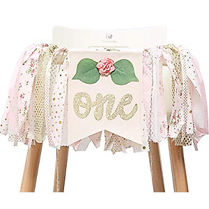High Chair Banner for 1st Birthday - First Birthday Decorations for Photo Booth Props, Birthday Souvenir and Gifts for Kids,One Birthday Decorations for Baby (Baby Girl)