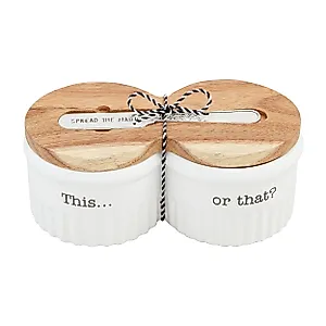 Mud Pie Circa Double Tidbit with Lid, 0, WHITE