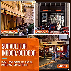 Electric Patio Heater, VQVG Outdoor Patio Heater, Infrared Outdoor Heater Wall Mount, 1500W Adjustable Setting with Remote Control, Waterproof IP65, Easy to Install, for Garage Patio, Black