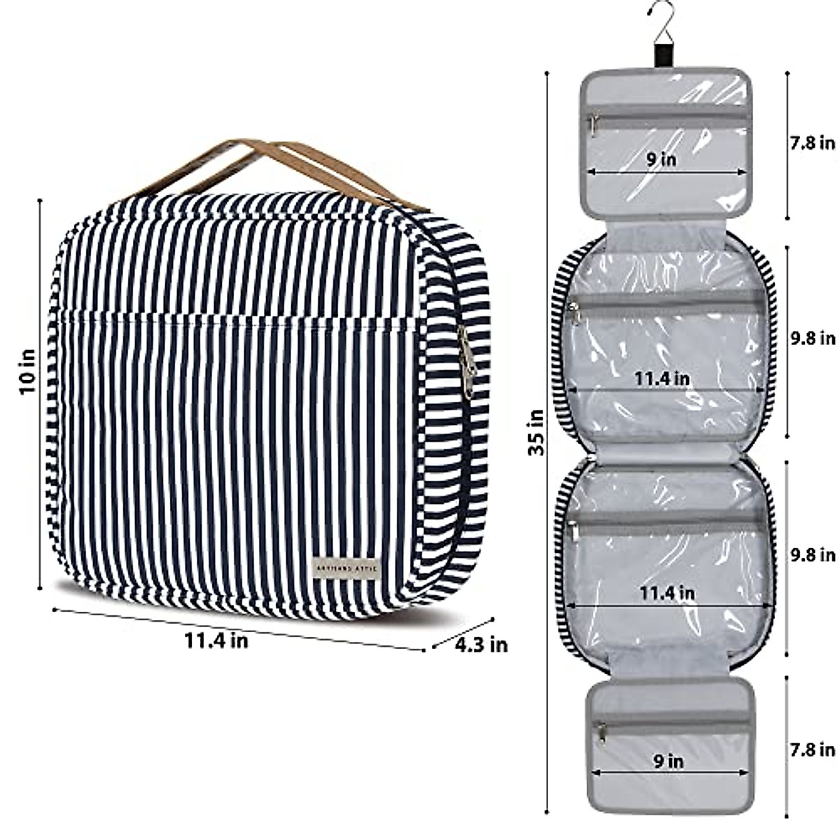 ARTISANS ATTIC Large Travel Toiletry Bag - Hanging Essantials Organizer - TSA Approved Cosmetic Bag - Fully Water Resistant - Suitable for Men & Women - Midnight Blue