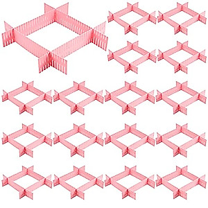ZOENHOU 60 PCS DIY Drawer Divider Organizers, Pink Drawer Dividers, Adjustable Premium Plastic Organizers for Makeup Drawers Desktop Kitchen Drawer Organizers and Storage, 12.6 x 2.76 Inch