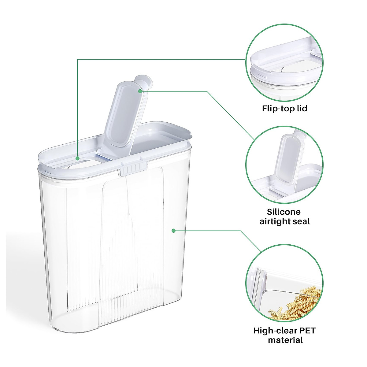 Ducoak Cereal Containers Storage Set Airtight Food Storage Containers with Lids Flip-Top 2PCK Plastic Cereal Storage Containers Cereal Organizer Dispenser for Pantry Kitchen(135.3oz/4L)