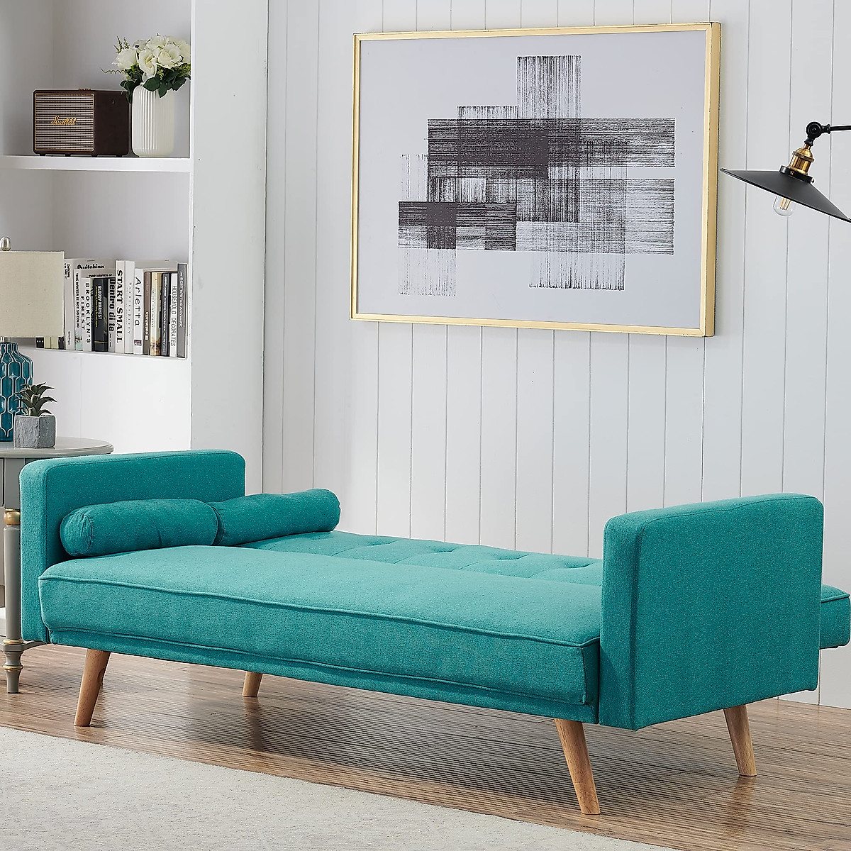 Modern Tufted Futon Sofa Bed Loveseat Convertible Sleeper Couch Daybed,Multifunctional Upholstered Folding Recliner,2 Seaters Small Love Seat Sofá for Living Room/Apartment/Office/Compact Places