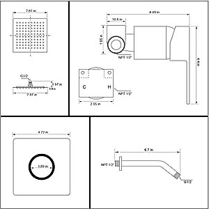 Heable Shower Faucet Set Matte Black, Bathroom Rainfall Shower System with Stainless Steel Shower Head Rain Shower Set, Single Function Shower Trim Kit with Rough-in Valve