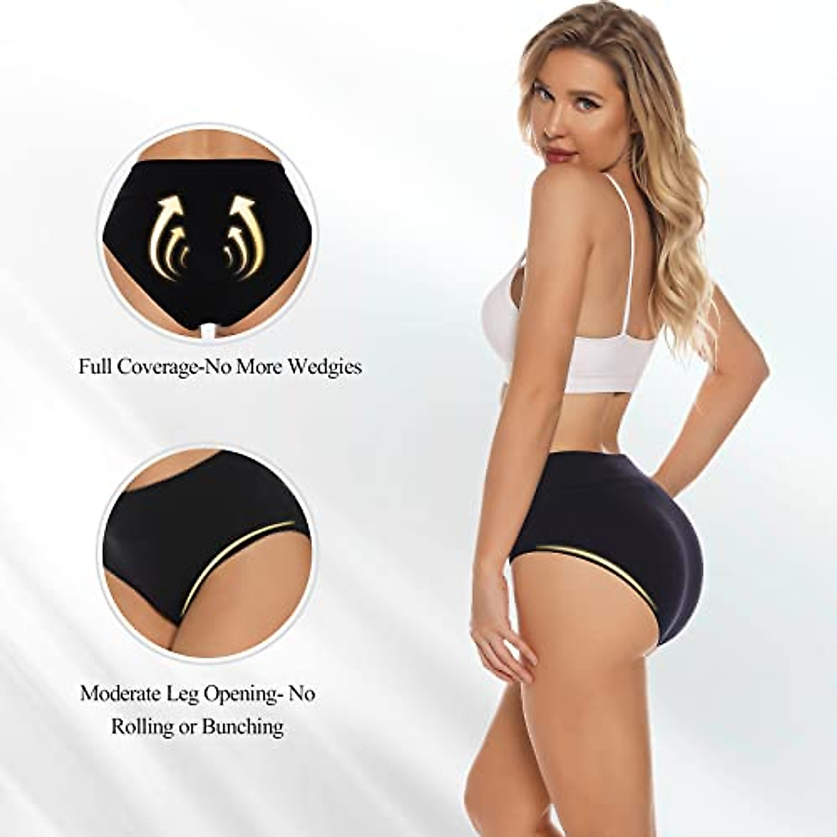 Riozz Women's High Waisted Cotton Underwear Tummy Control Briefs Ladies Full Coverage Soft Breathable Panties-5 Pack