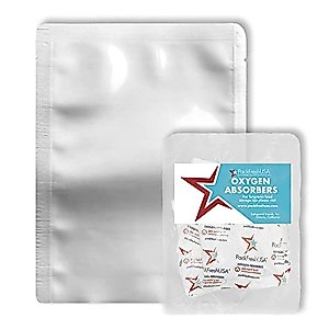 Pint (6" x 8") AirTight Mylar Bags - 100cc High-Capacity Oxygen Absorbers - Long-Term Food Storage - Premium Century 7 Mil Thick (Per Side) - Heat Sealable - Air-Tight - Food Grade - Rounded Corners –Free Guide – 100 Pack