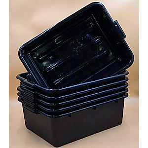 6 PACK 20" x 15" x 7" Black Polypropylene Bus Plastic Restaurant Dishwasher Tub