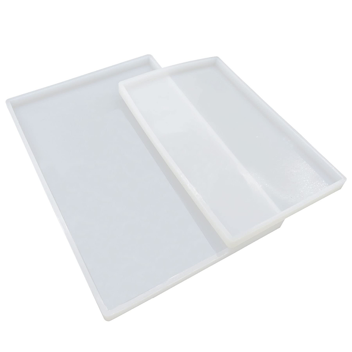Woohome Large Silicone Resin Tray Mold, 7.8×11.8 inch/ 5.9×9.8inch Rectangle Plate Epoxy Resin Casting Mold for DIY Faux Agate Tray, Serving Board, Coaster, Home Decor