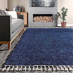 nuLOOM Neva Modern Tasseled Shag Area Rug, 7x9, Blue