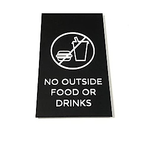Kubik Letters No Outside Food or Drinks Sign, Modern Design Door Sign for Restaurant and Cafe with 3M Double Sided Tape
