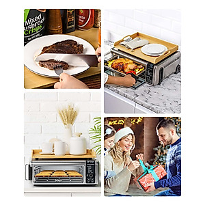 Bulado Bamboo Cutting Board, Compatible with Ninja Foodi SP101 SP201 SP301 Air Fryer, Heat Resistant Silicone Feet, for Countertop Convection Toaster Oven, Creates Storage Space, Protects Cabinets