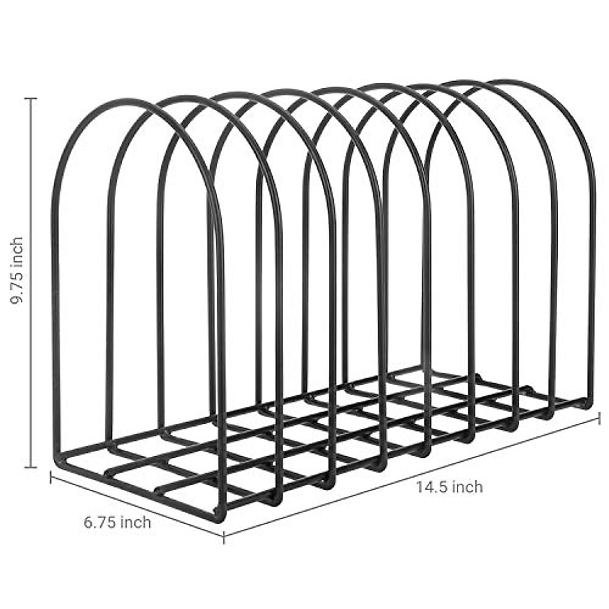 MyGift Large Desktop Document Holder, Black Metal Wire File Folder Organizer Rack with 8-Slots and Arch Design