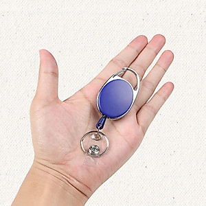 AOMIG 3PCS Retractable Badge Reel with Carabiner Badge Holder, Badge Reels Retractable Heavy Duty with Carabiner Reel Clip and Ring, Badge Holders for ID Card Key Keychain(Pink&Purple&Blue)