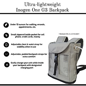 O2TOTES USA Premium Ultra Lightweight Backpack fit for the Inogen One G3 Unit (Patented Design) (gray) Fits Units: IS0-300 OR IO-300/NEW IMPROVED DESIGN