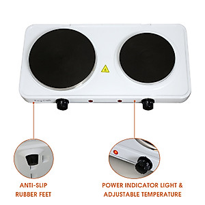 MegaChef Portable Easy Clean Dual Electric Cooktop Countertop Burner Stove