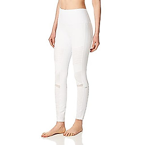 Alo Yoga Women's High Waist Moto Legging, White/White Glossy, Small